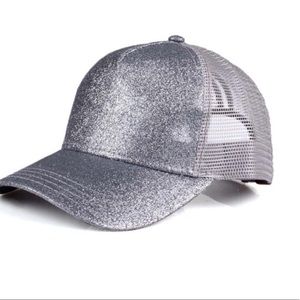 Accessories | Silver Cap With Glitter | Poshmark